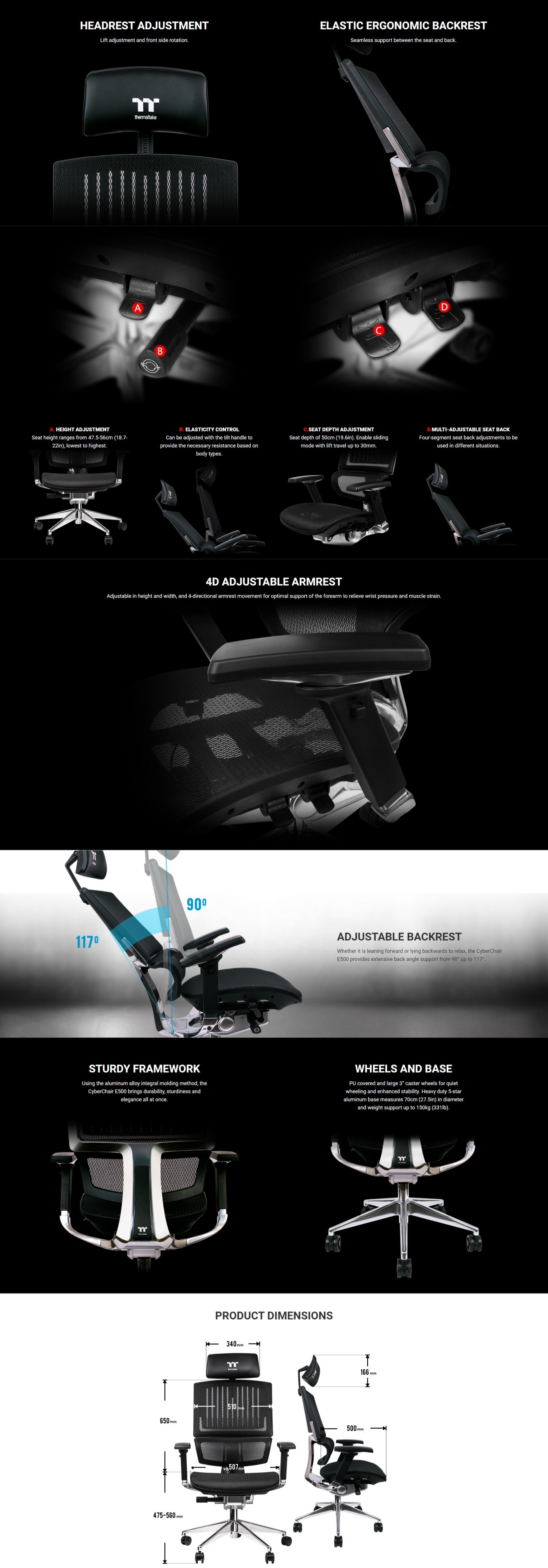 CHAIR THERMALTAKE CYBER CHAIR E500 BLACK [GGC-EG5-BBLFDM-01] | Advice ...