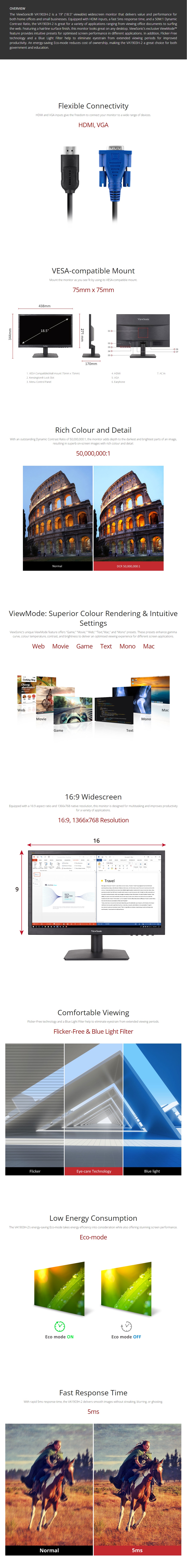 Monitor 18.5'' VIEWSONIC VA1903H-2 (TN, VGA, HDMI) 60Hz | Advice จ. ...