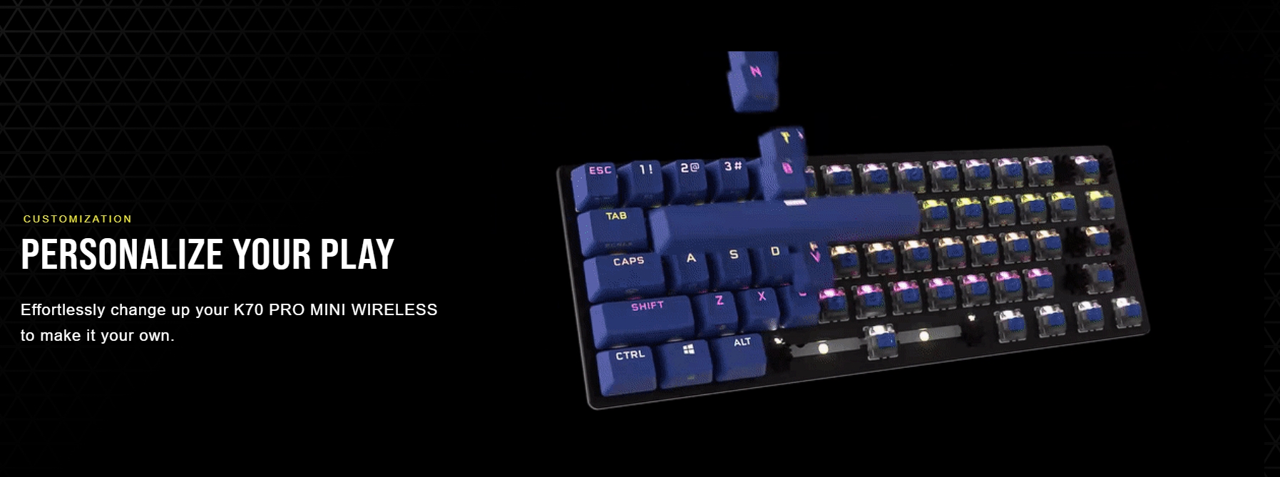 WIRELESS/BLUETOOTH KEYBOARD CORSAIR K70 RGB PRO MINI [US] MX SPEED RGB ...