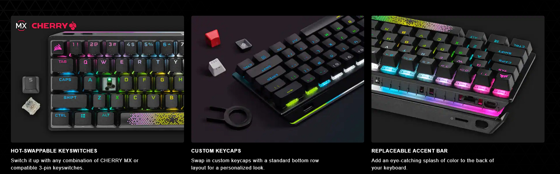 WIRELESS/BLUETOOTH KEYBOARD CORSAIR K70 RGB PRO MINI [US] MX SPEED RGB ...