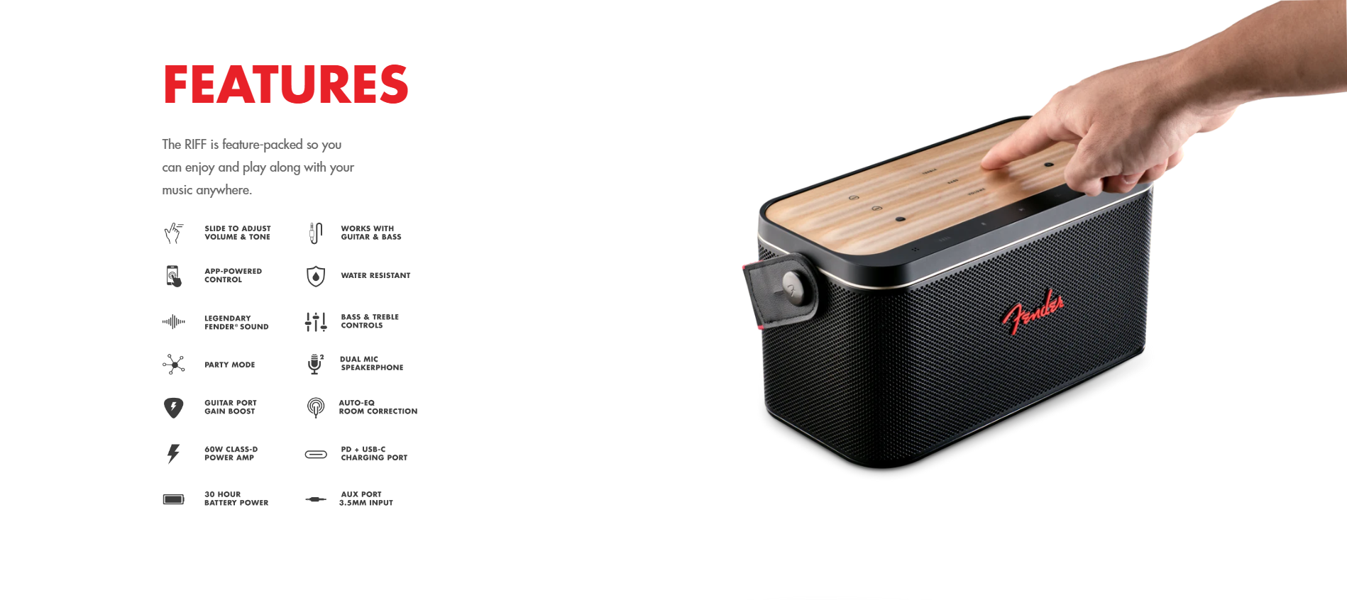 (1.0) ลำโพง FENDER RIFF BLUETOOTH Black | Advice จ.เพชรบุรี สาขา U049 (เยื้องร้านข้าวแกง200ปี )