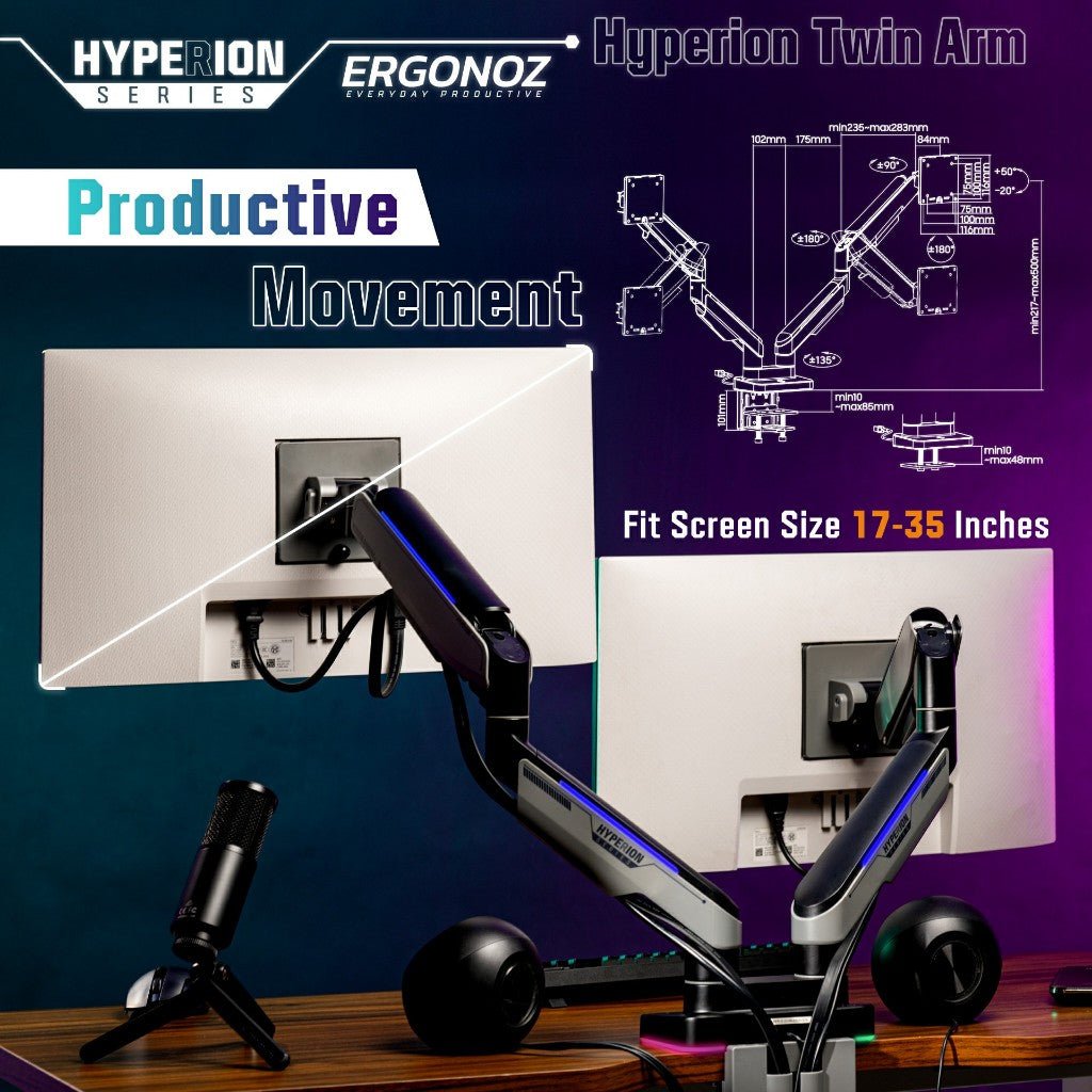 Monitor Arm ERGONOZ Hyperion Twin Heavy Duty RGB (EGN-HPR-D-DG-RGB) | Advice จ.จันทบุรี สาขา ...