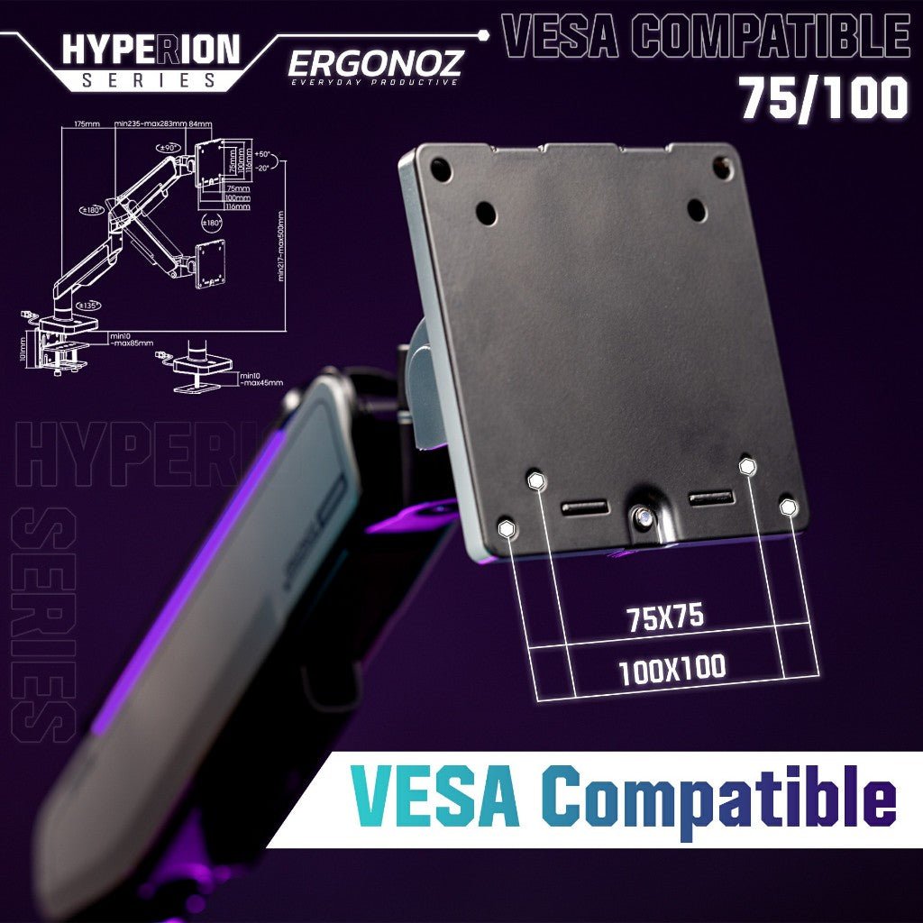 Monitor Arm ERGONOZ Hyperion Single Heavy Duty RGB (EGN-HPR-S-DG-RGB) | Advice จ.ฉะเชิงเทรา สาขา ...