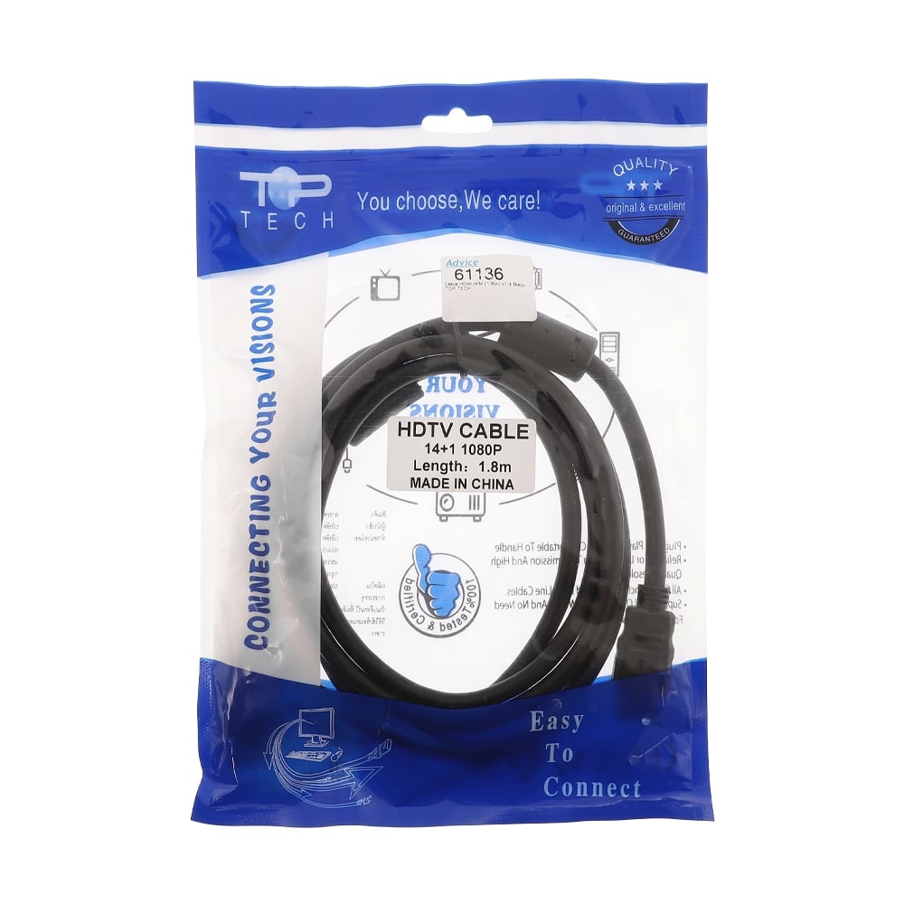 Cable HDMI M/M (1.8M) V1.4 Black TOP TECH | Advice จ.กรุงเทพฯ สาขา A040 ...