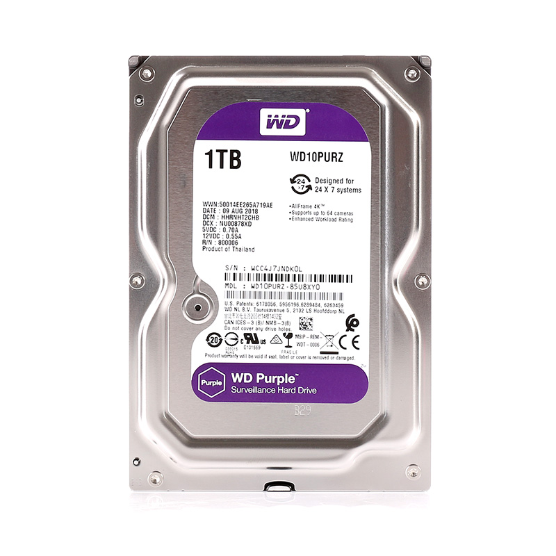 1 TB HDD CCTV WD PURPLE (5400RPM, 64MB, SATA-3, WD10PURZ)
