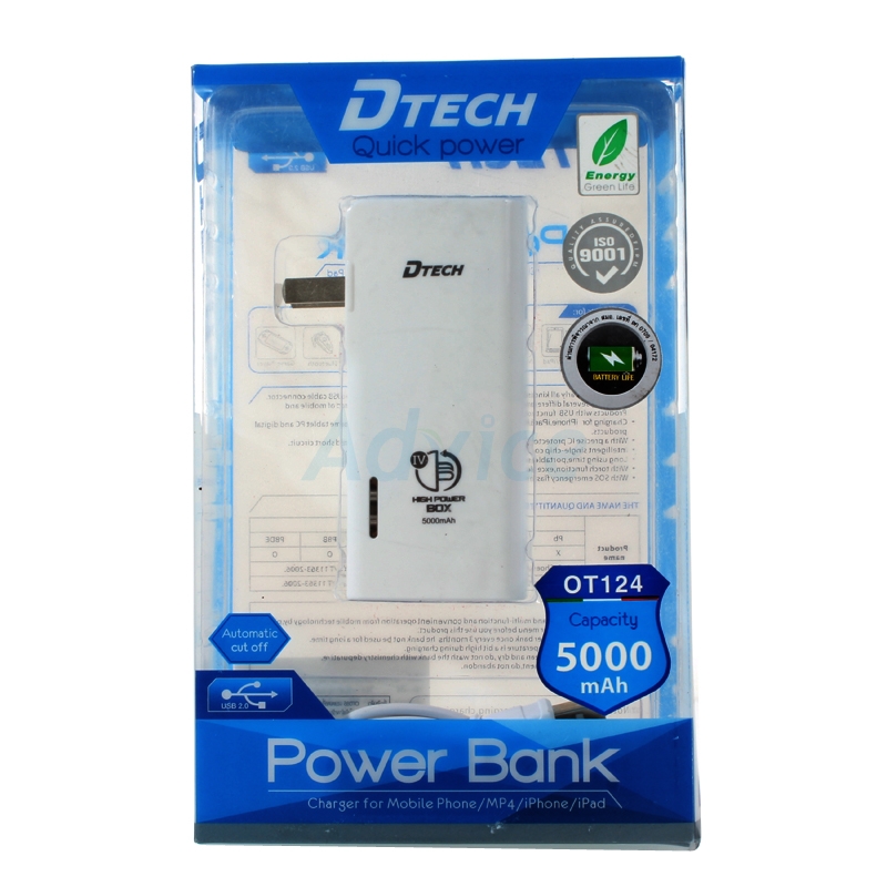 P-BANK 5000 mAh 'DTECH' (OT124) White