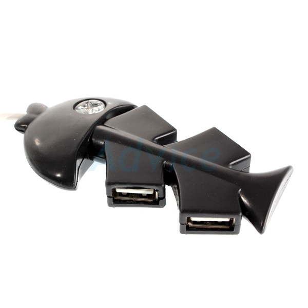 USB HUB 4P 'Fish' Black