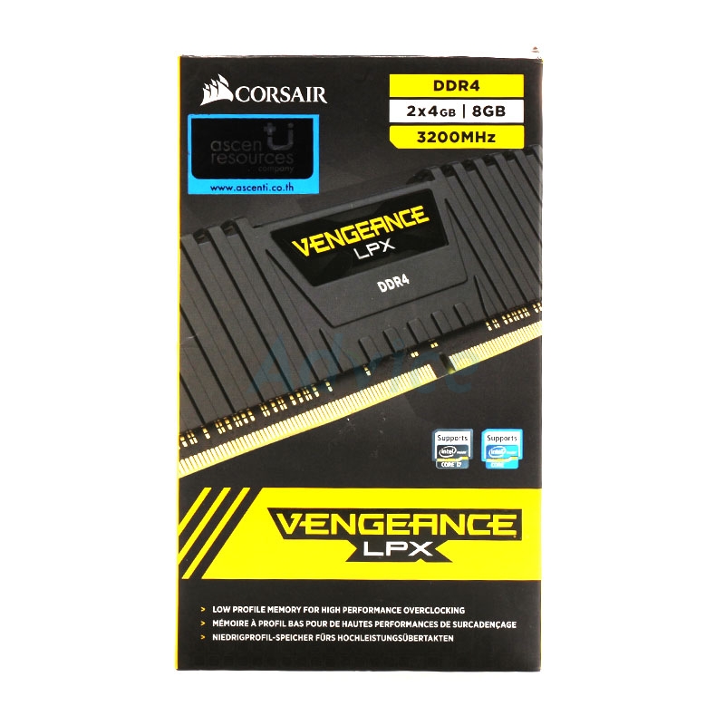 DDR4(3200) 8GB (4GBX2) Corsair (Vengeance LPX Black)