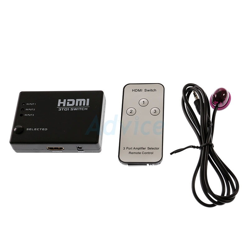 Phrl กล่องแยกจอ HDMI Switch + Remote
