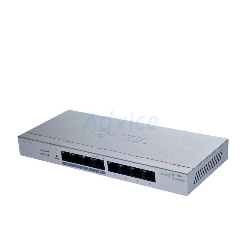 Gigabit Switching Hub ZyXEL (GS1200-8HP V2) 8 Port (4-Port PoE) Web ...
