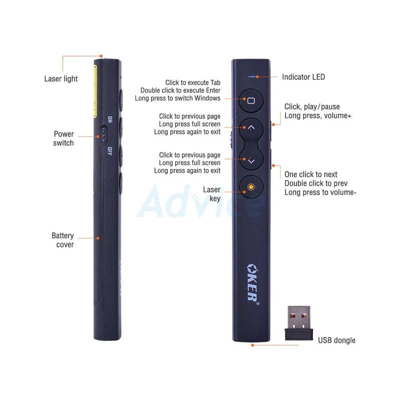 Laser Pointer (P-116) 'OKER' Black