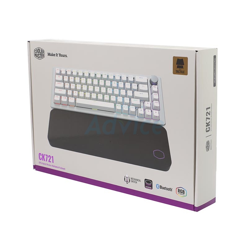 **K/B COOLER MASTER CK721 RGB WHITE (BROWN-SWITCH) [CK-721-SKTM1-TA]