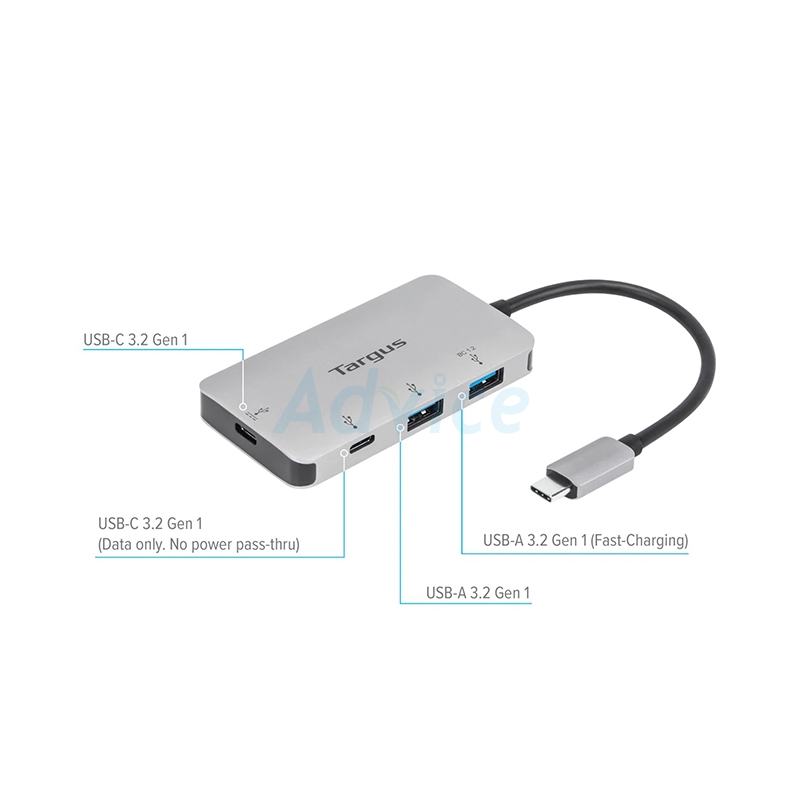 4 Port USB Hub v3.0 TARGUS TGS-ACH228AP Type-C (Silver)