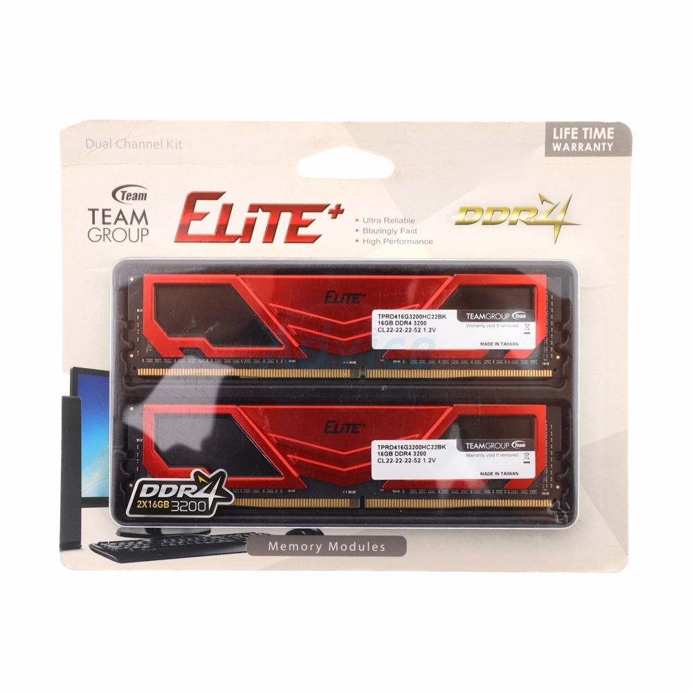 **DDR4(3200)32GB (16GBX2) Team (ElitePlus/Red/TPRD432G3200HC22DC01)