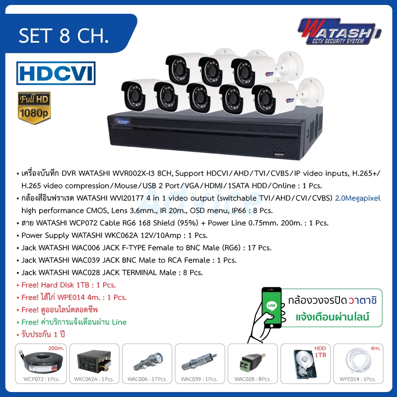 CCTV Set. 8CH. HDCVI WATASHI#WVR002X-I3 | Advice จ.กรุงเทพฯ A030 ...