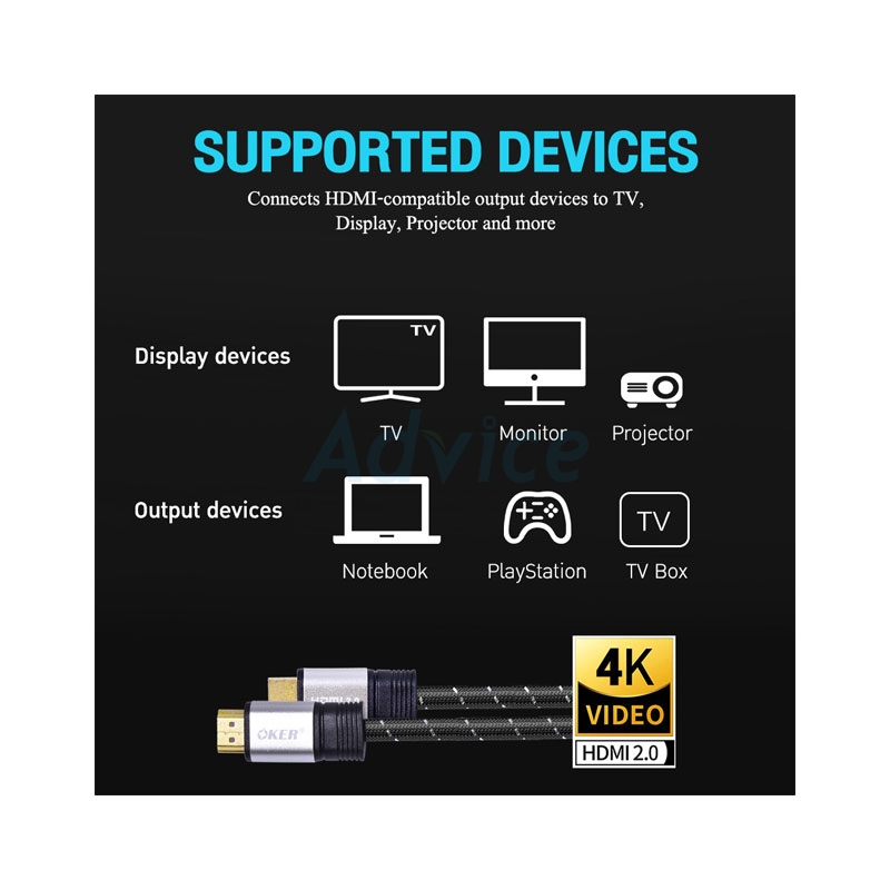 Cable HDTV 4K (V.2.0) M/M (10M) OKER HD904