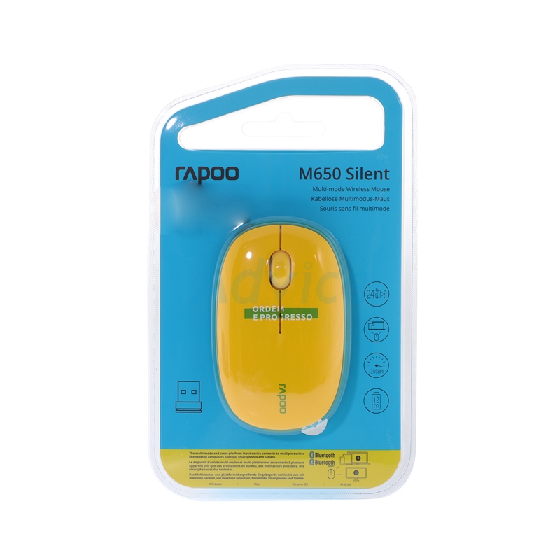 BLUETOOTH/WIRELESS MOUSE RAPOO M650-SILENT YELLOW GREEN