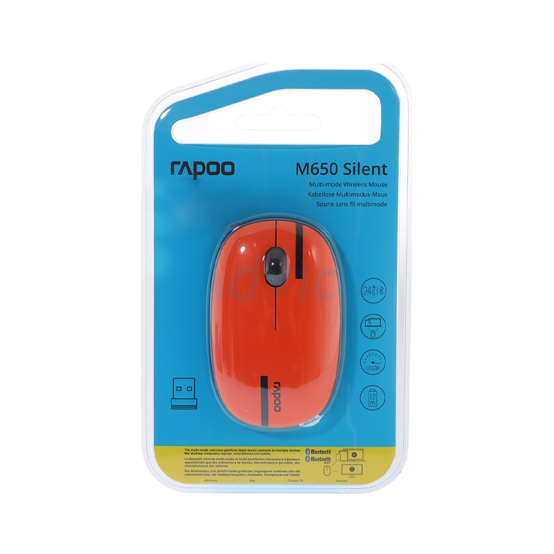 BLUETOOTH/WIRELESS MOUSE RAPOO M650-SILENT ORANGE BLACK