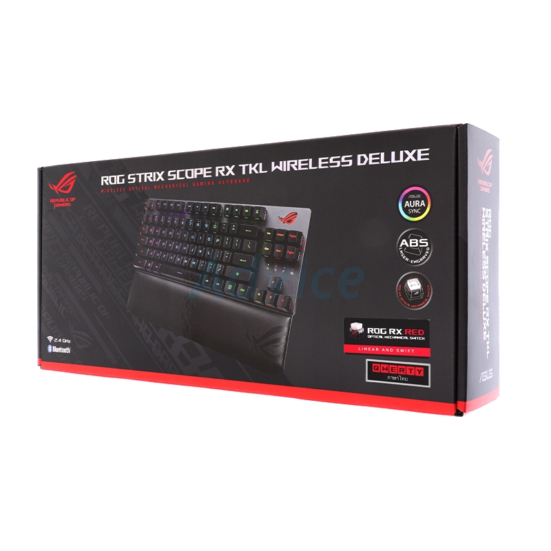 WIRELESS/BLUETOOTH KEYBOARD ASUS ROG X807 STRIX SCOPE RX TKL WL - RED ...