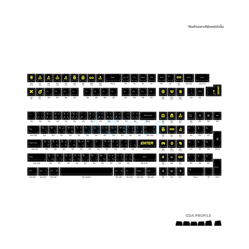 KEYCAPS LOGA CRYSTAL KEYCAPS SET PROFILE GDA 132 ดำใส (OBSIDIAN)