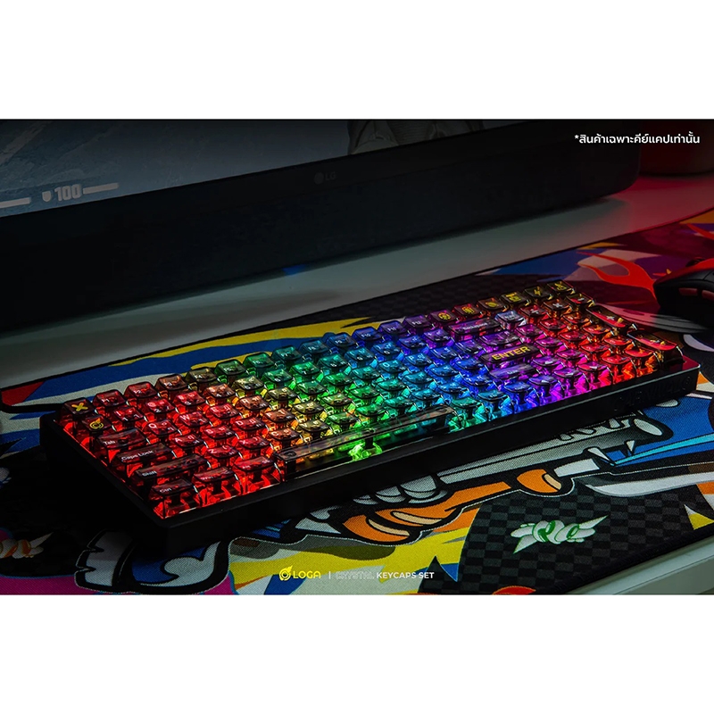 KEYCAPS LOGA CRYSTAL KEYCAPS SET PROFILE GDA 132 ดำใส (OBSIDIAN)