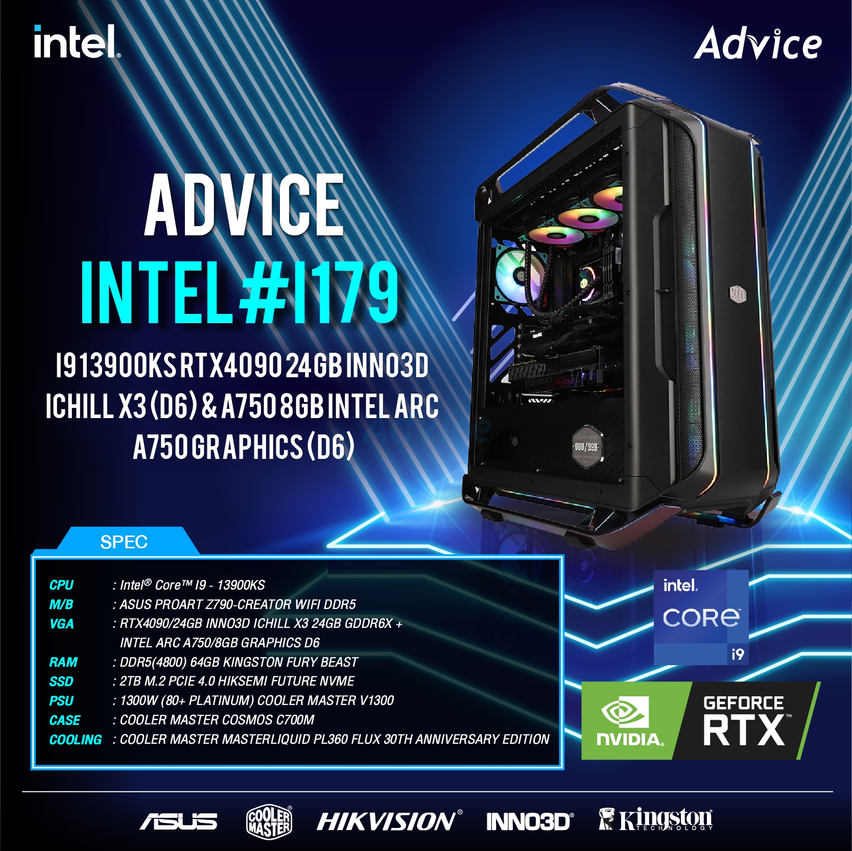 คอมประกอบ Advice : Computer Set intel #i179 i9 13900KS RTX4090 24GB ...