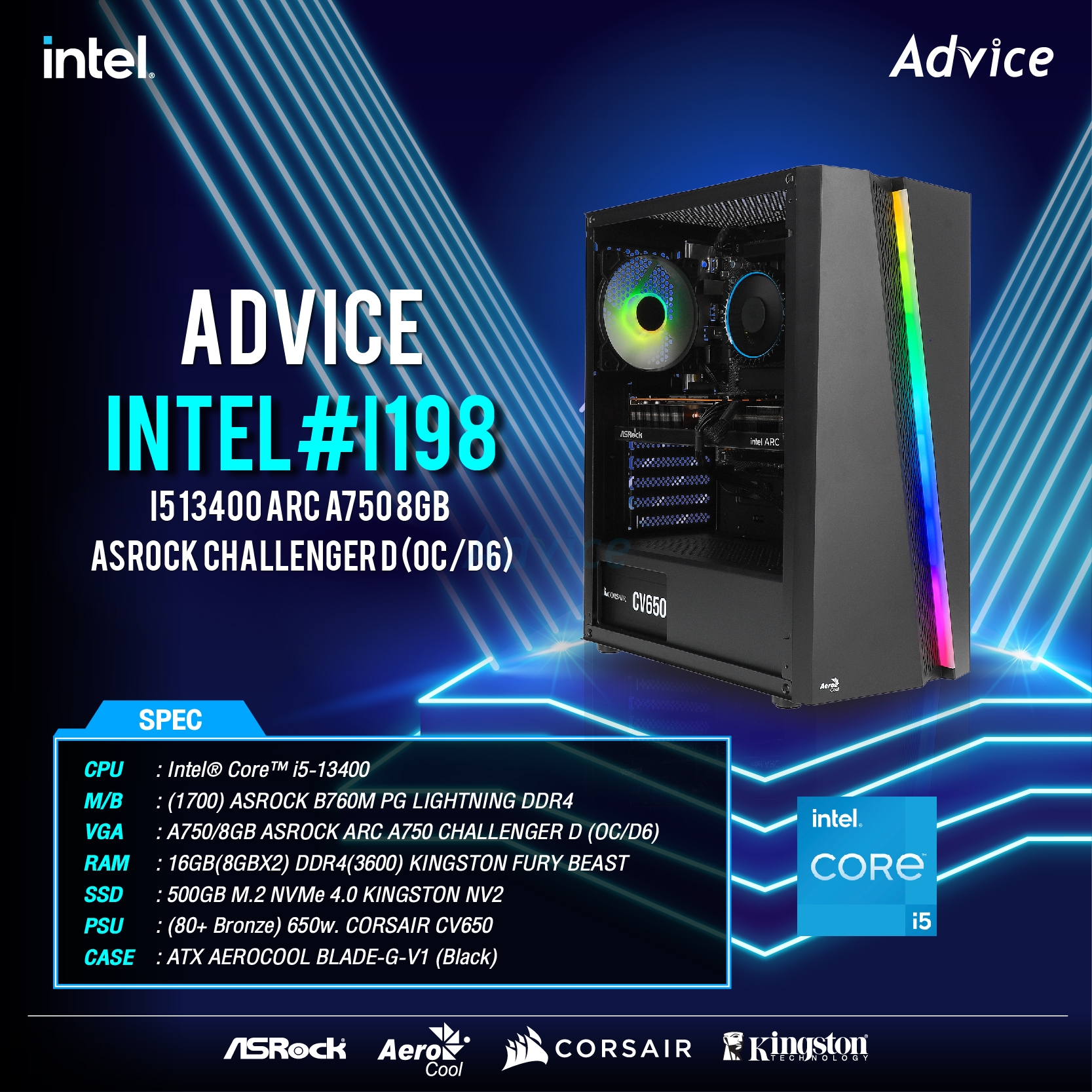 คอมประกอบ Advice : Computer Set intel #i198 i5 13400 ARC A750 8GB ...
