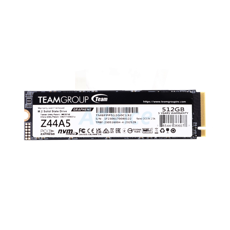 SSD M.2 PCIe 512.GB (5Y) T-FORCE Z44A5 (Free Heatsink)