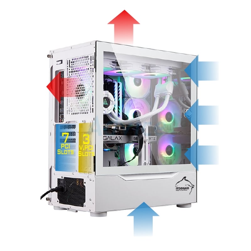 E-ATX CASE (NP) ITSONAS MAGICIAN ARGB TG (WHITE)