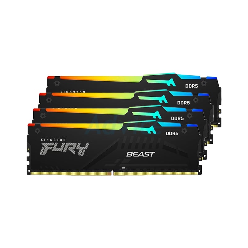 RAM DDR5(5200) 128GB (32GBX4) KINGSTON FURY BEAST RGB (KF552C40BBAK4 ...