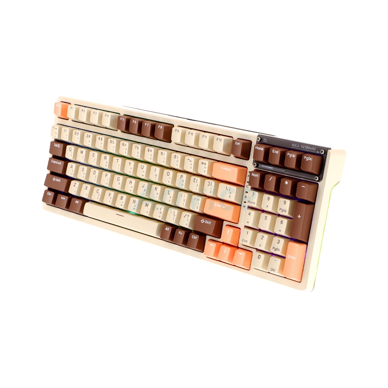 WIRELESS/BLUETOOTH KEYBOARD AULA F98 BROWN/PINK/ORANGE WHITE-SWITCH