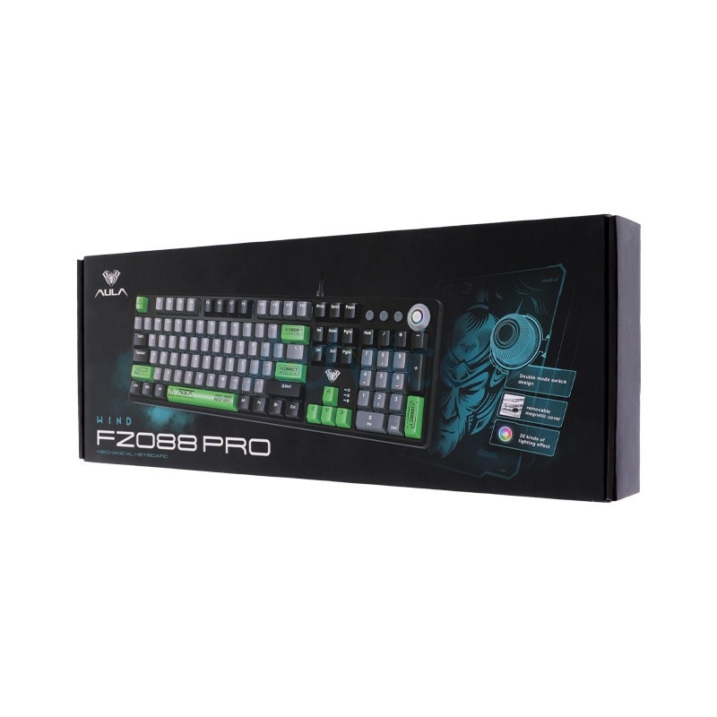 KEYBOARD AULA F2088 PRO GREEN/WHITE BLUE-SWITCH