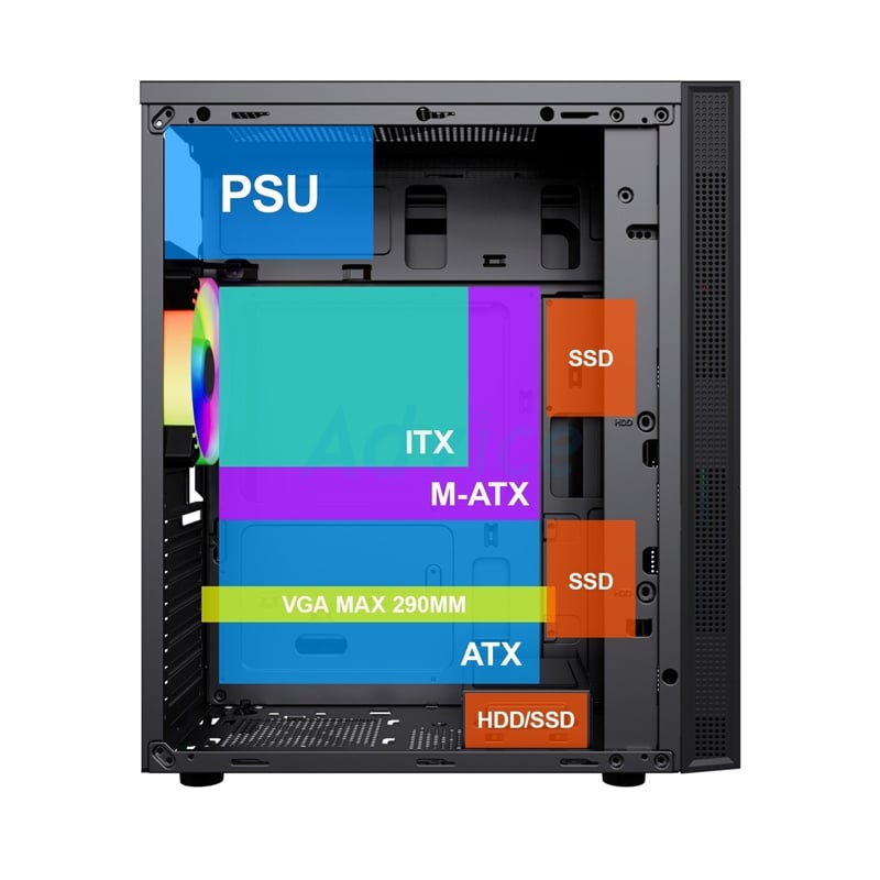 ATX CASE (NP) CUBIC INDEED RGB (BLACK)