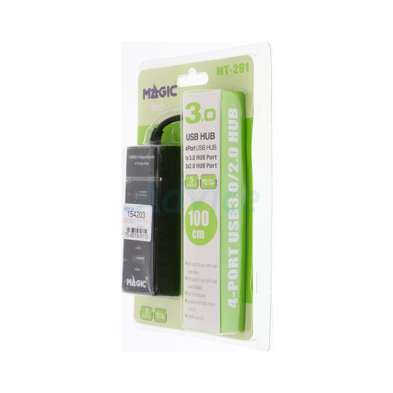 4 Port USB HUB v2.0 MAGIC TECH MT291 (Black)