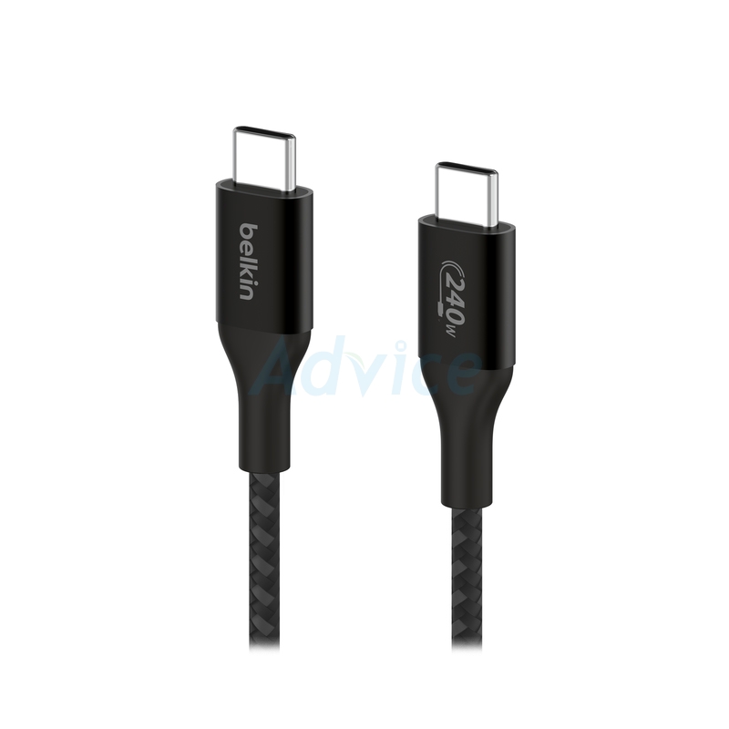 2M Cable Type-C To Type-C BELKIN (240W-Braided,CAB015bt2MBK) Black