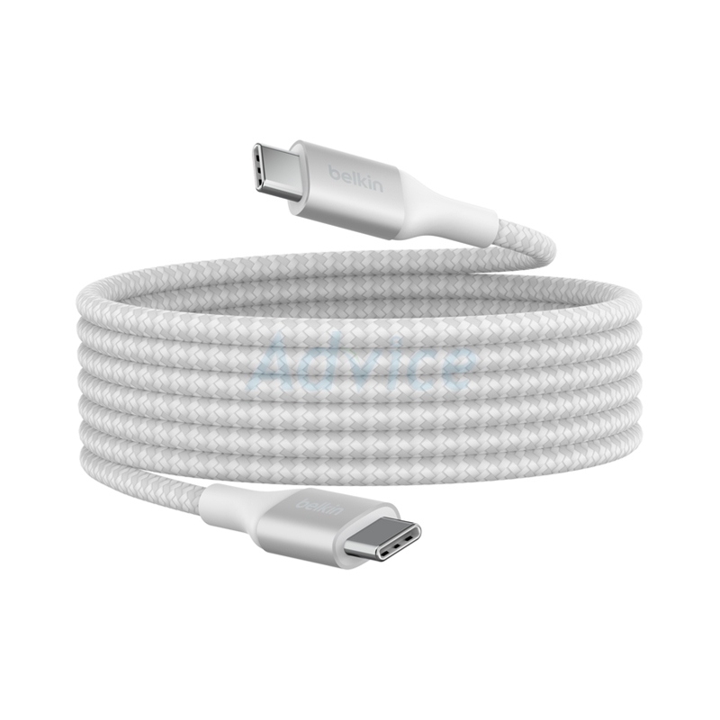 2M Cable Type-C To Type-C BELKIN (240W-Braided,CAB015bt2MWH) White