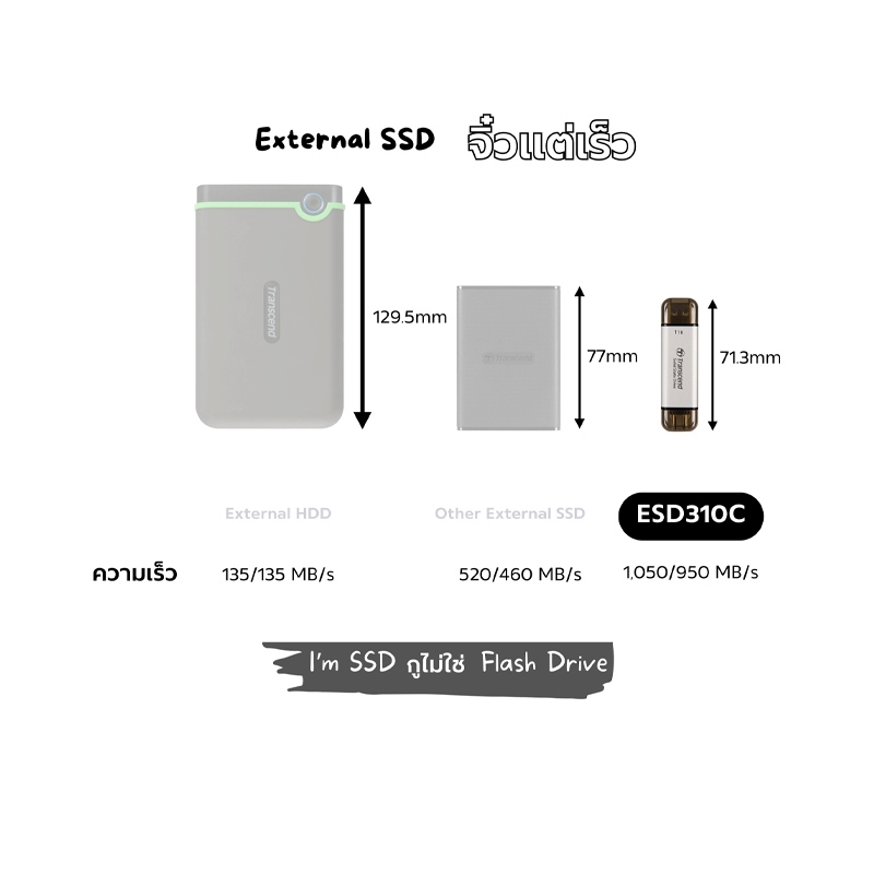1 TB EXT SSD TRANSCEND SILVER (ESD310S) | Advice จ.หนองคาย สาขา U064 ...