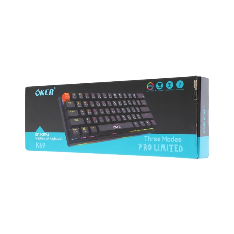 WIRELESS KEYBOARD OKER K69 BLACK - BLUE SWITCH