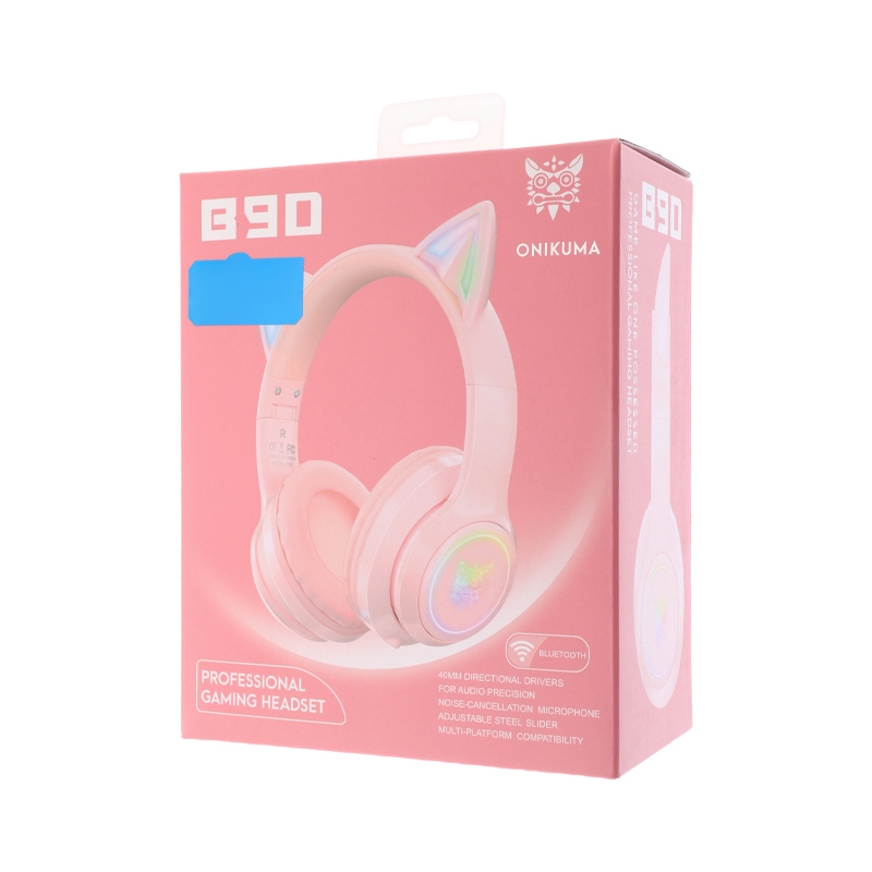 BLUETOOTH HEADSET (2.1) ONIKUMA B90 CAT EAR BLUETOOTH PINK