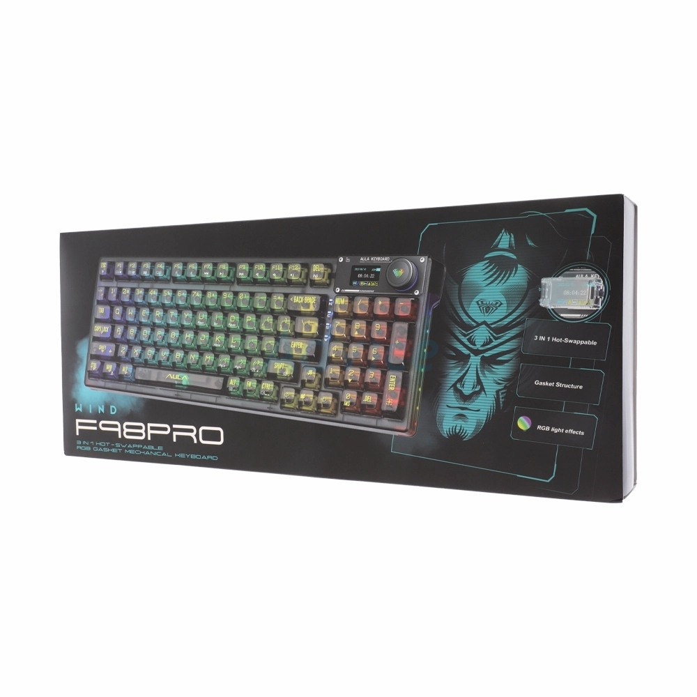 K/B BLUETOOTH/WIRELESS AULA F98 PRO BLACK WHITE-SWITCH