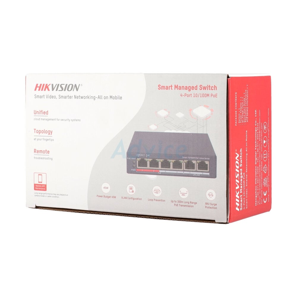 Switching Hub 4 Port HIKVISION DS-3E1106P-EI/M (5,4 POE) | Advice จ. ...
