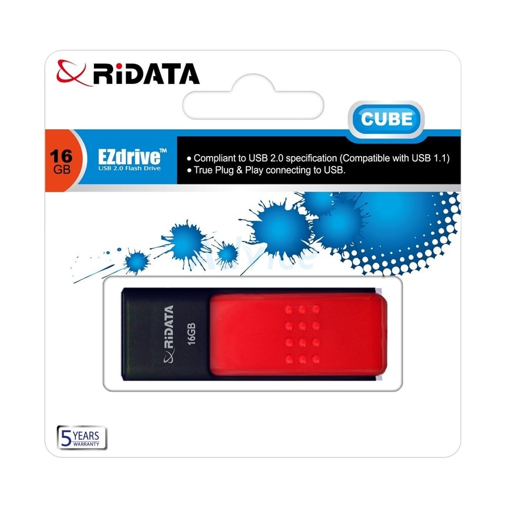 16GB Flash Drive RIDATA (CUBE) Black/Red