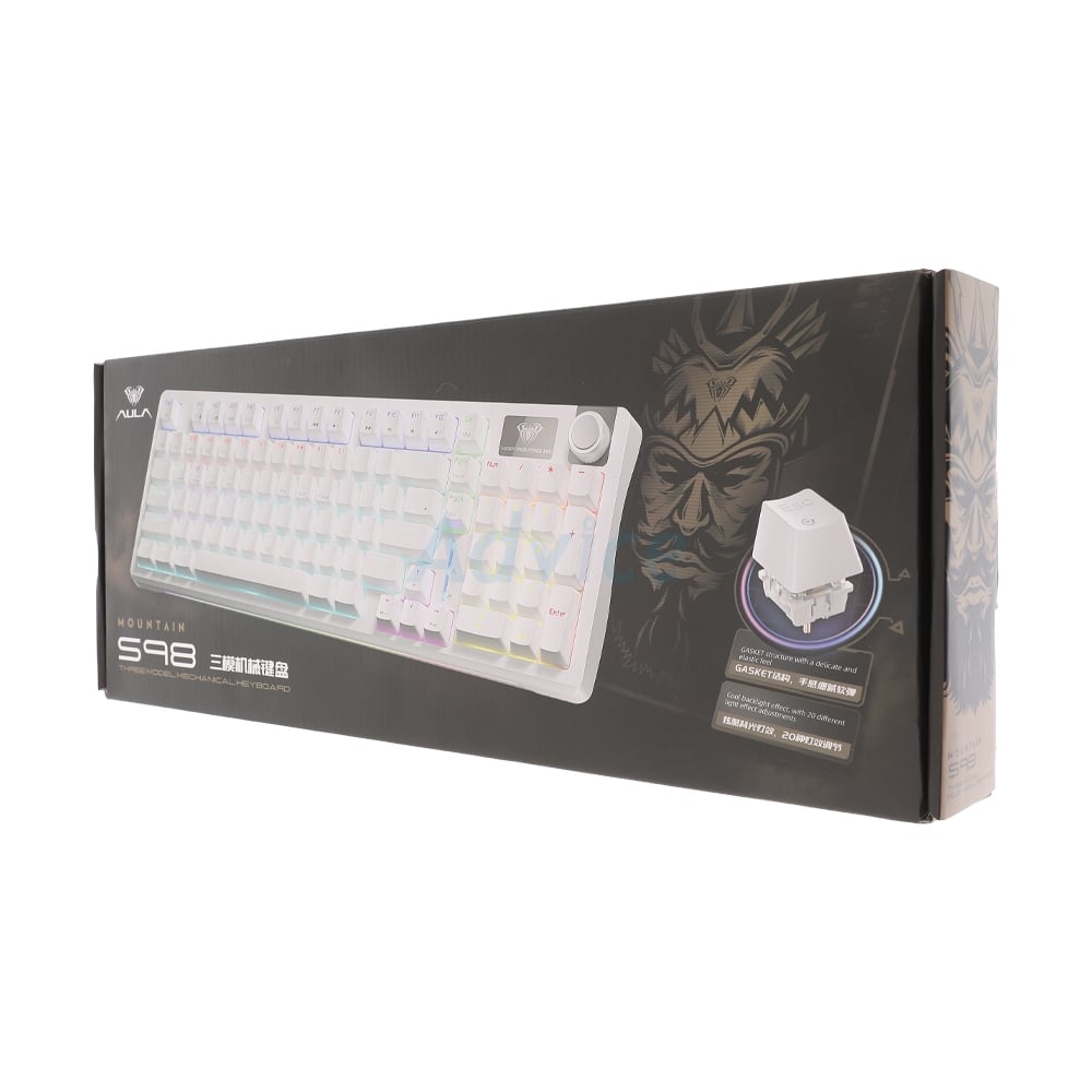 KEYBOARD WIRELESS AULA S98 WHITE (RED SWITCH/BLUETOOTH) | Advice จ. ...