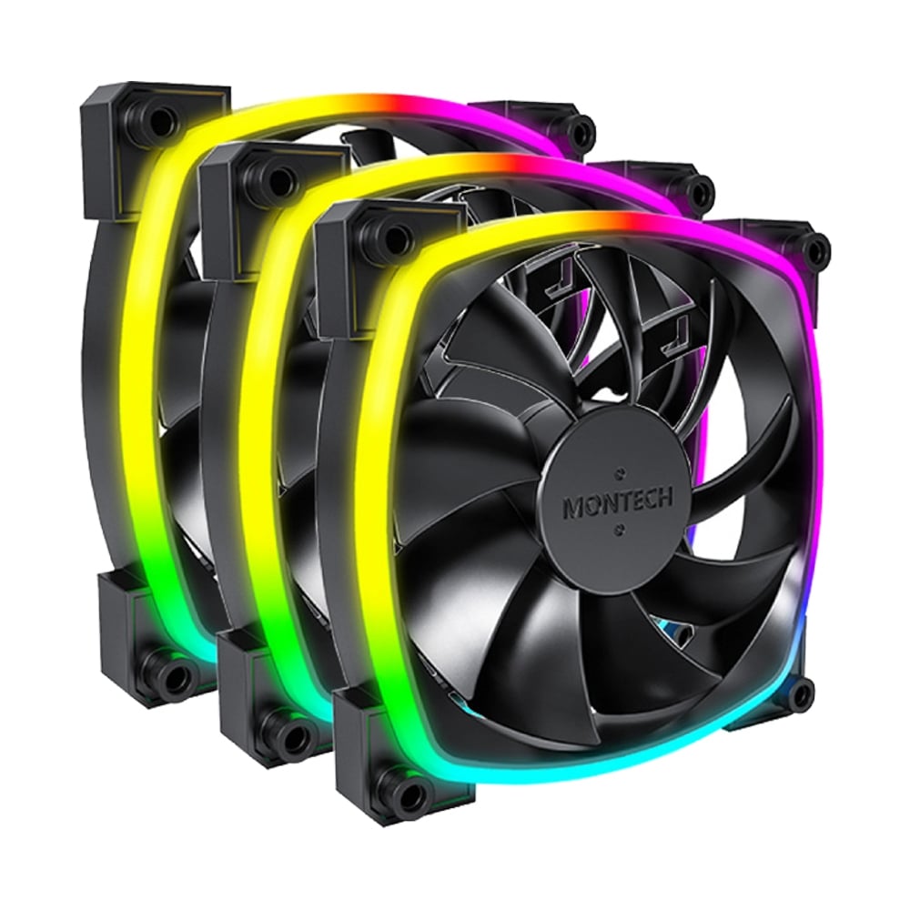 FAN CASE 12CM MONTECH AX120 PWM FAN X 3 BLACK