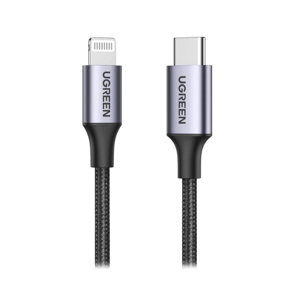 1M Cable Type-C To iPhone UGREEN (Alu Gray, Nylon-60759) Black