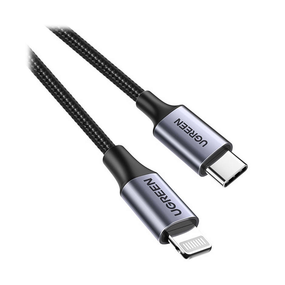 1M Cable Type-C To iPhone UGREEN (Alu Gray, Nylon-60759) Black