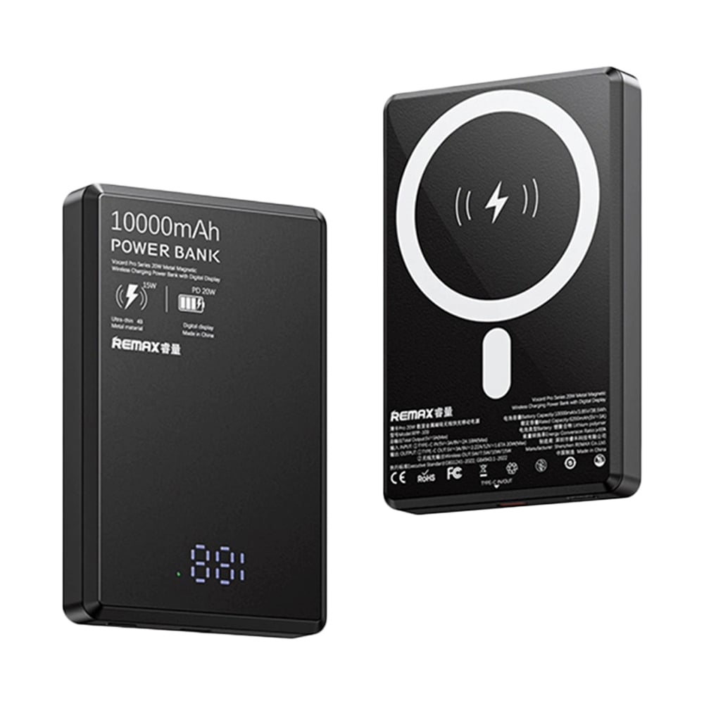 POWER BANK 10000 mAh REMAX (RPP-109, Wireless Magnetic) Black