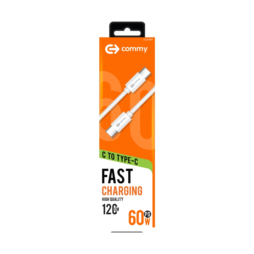 1.2M Cable Type-C To Type-C COMMY (60W,DC249X) White
