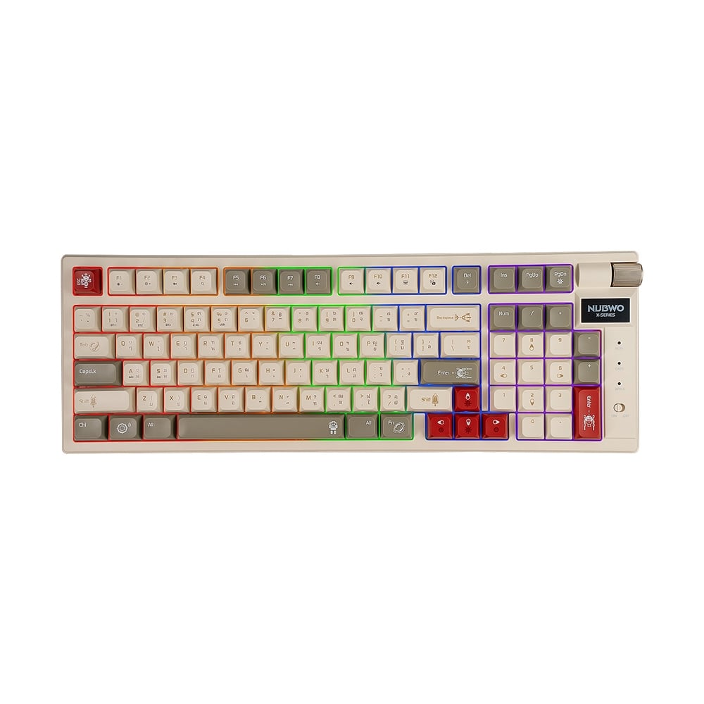 KEYBOARD TRI-MODE NUBWO-X803 GALACTIC CREAM BROWN BLUE SWITCH MINI RGB