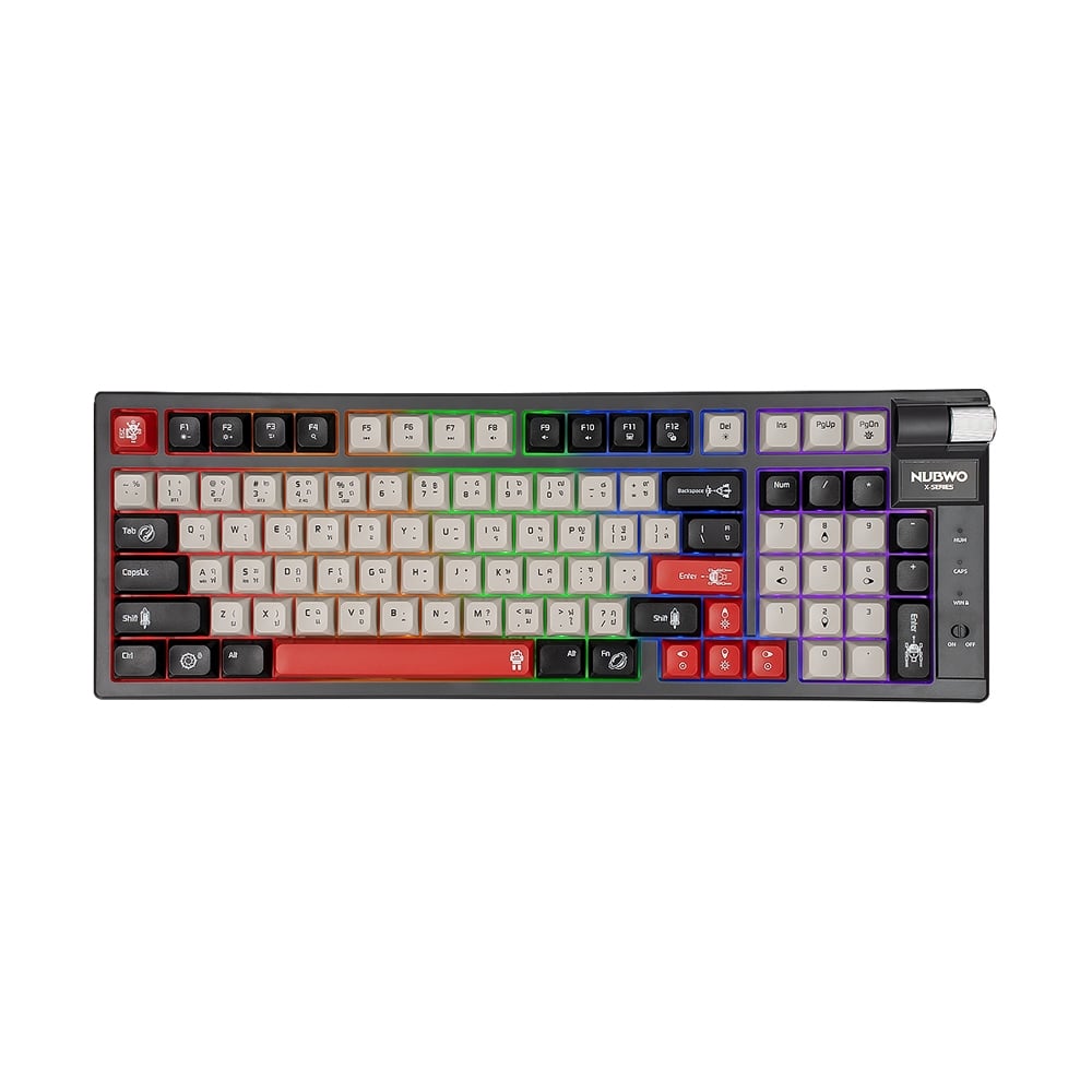 KEYBOARD TRI-MODE NUBWO-X803 GALACTIC GRAY-BLACK BLUE SWITCH MINI RGB